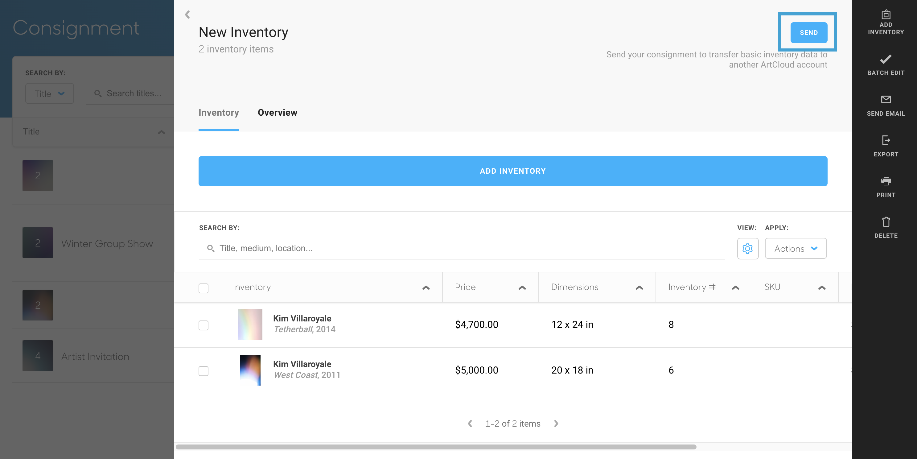 How to Create a Consignment List & send to a Gallery
